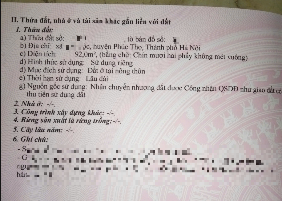 Bán Lô Đất 92m Tại Thọ Lộc Cách Ql32 Chỉ 100m Xung Quanh Đầy Đủ Tiện Ích