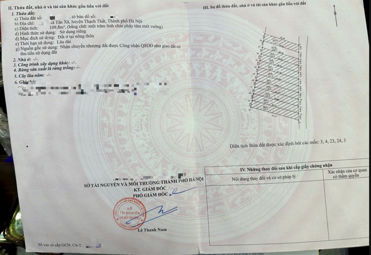 Bán Lô Đất 109.8m Tại Tân Xã Thạch Thất Bám Đường Bê Tông Ô Tô Vào Tận ...